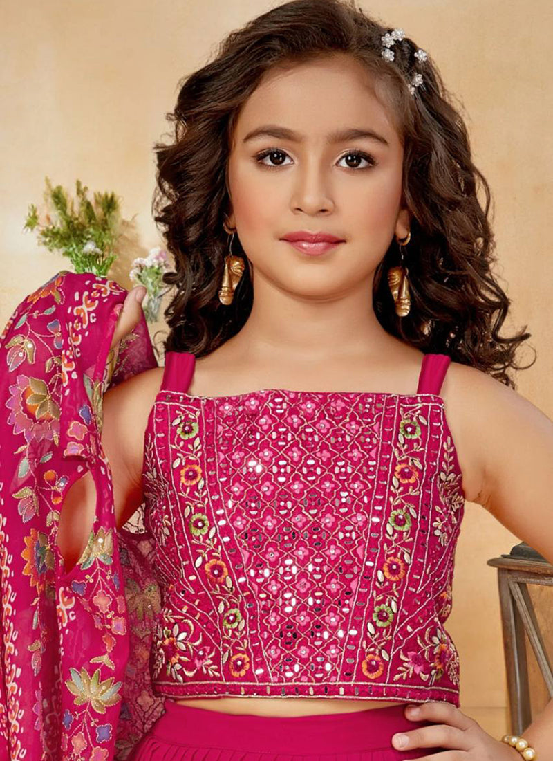 Crepe Pink Festival Wear Embroidery Work Readymade Kids Plazzo 388663 ...